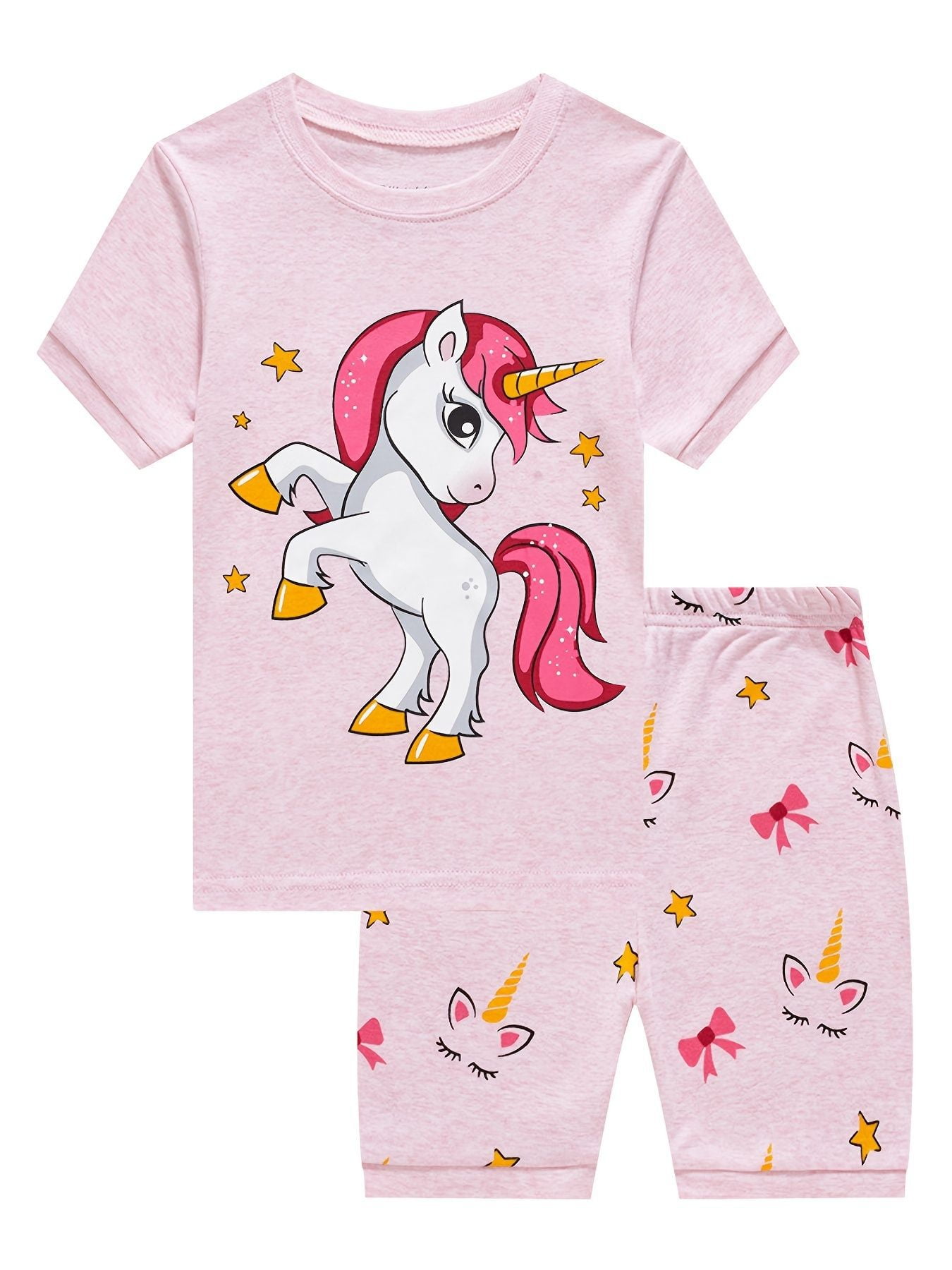 Bellafa Toddler Little Girls Short Sleeve Cartoon Unicorn Pajamas Kids ...
