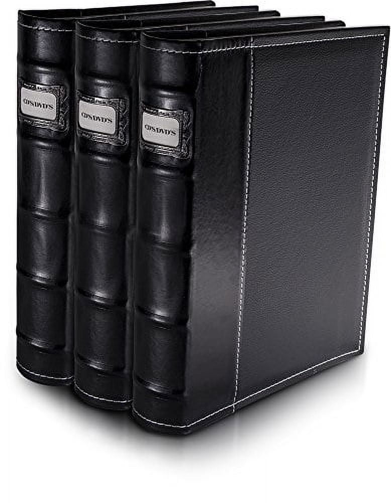 Bellagio-Italia CD/DVD Black Leather Storage Binder, 144-Disc Capacity ...