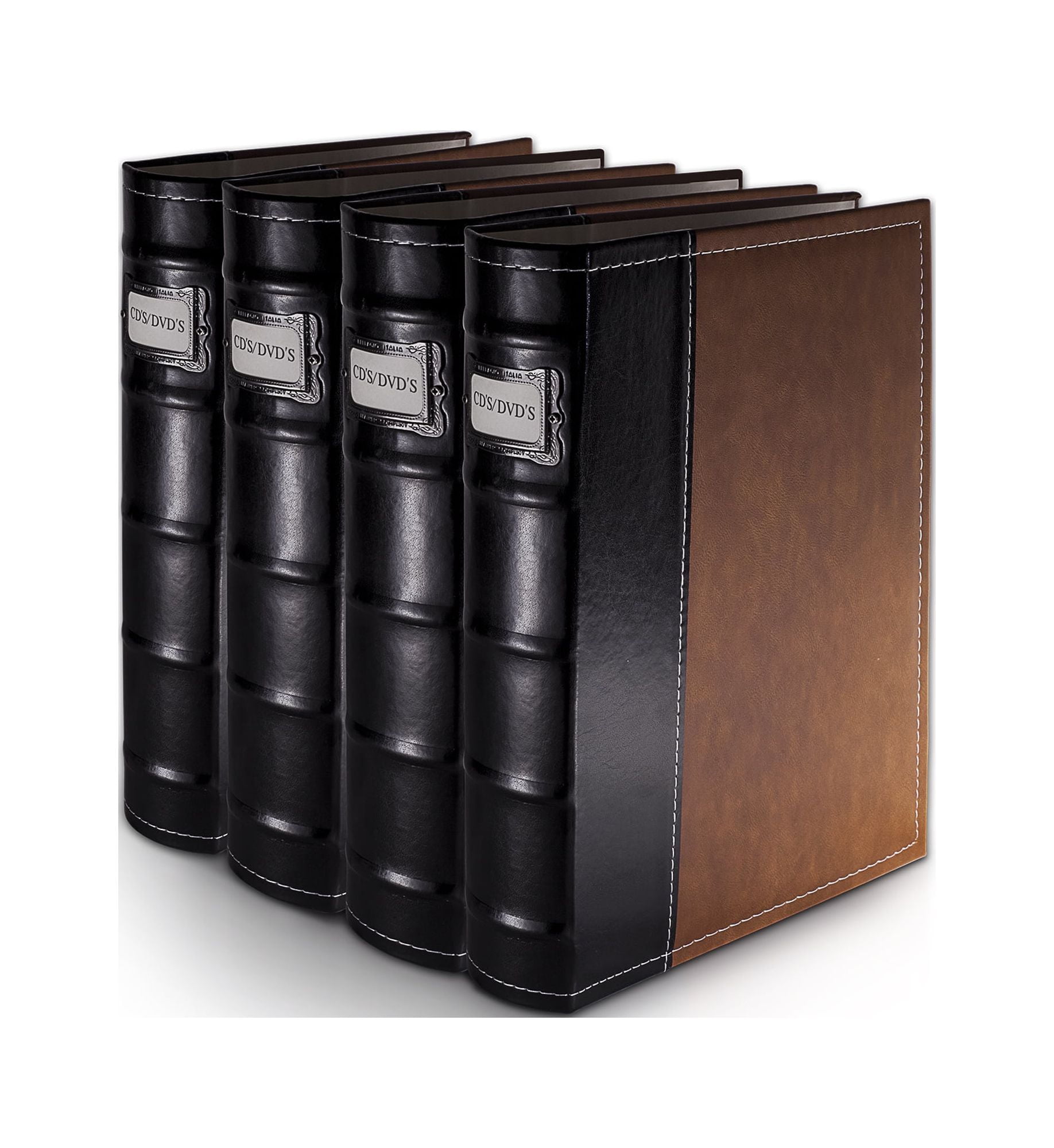 Bellagio-Italia Small Brown Leather CD/DVD Storage Binder - 80-Disc ...