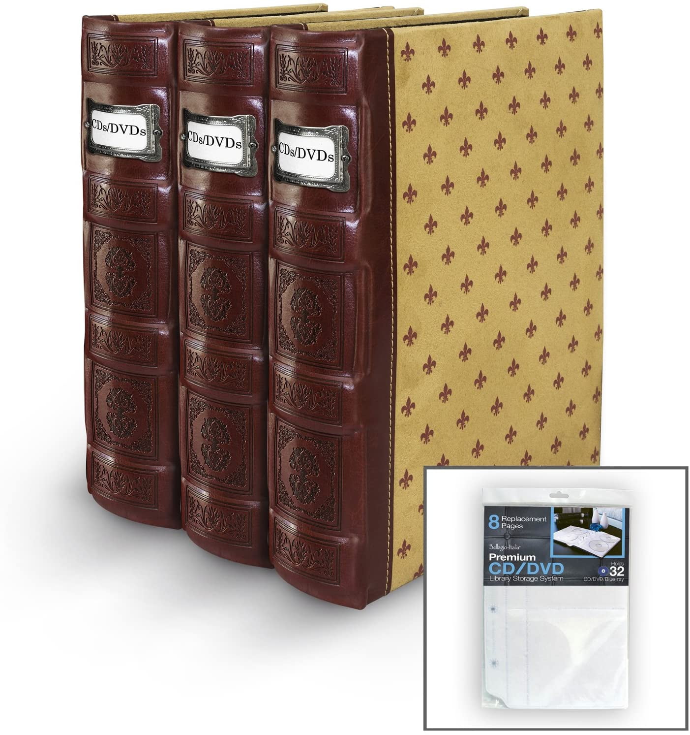 Bellagio-Italia Small CD/DVD Storage Binder, Crimson Red Leather, 176 ...