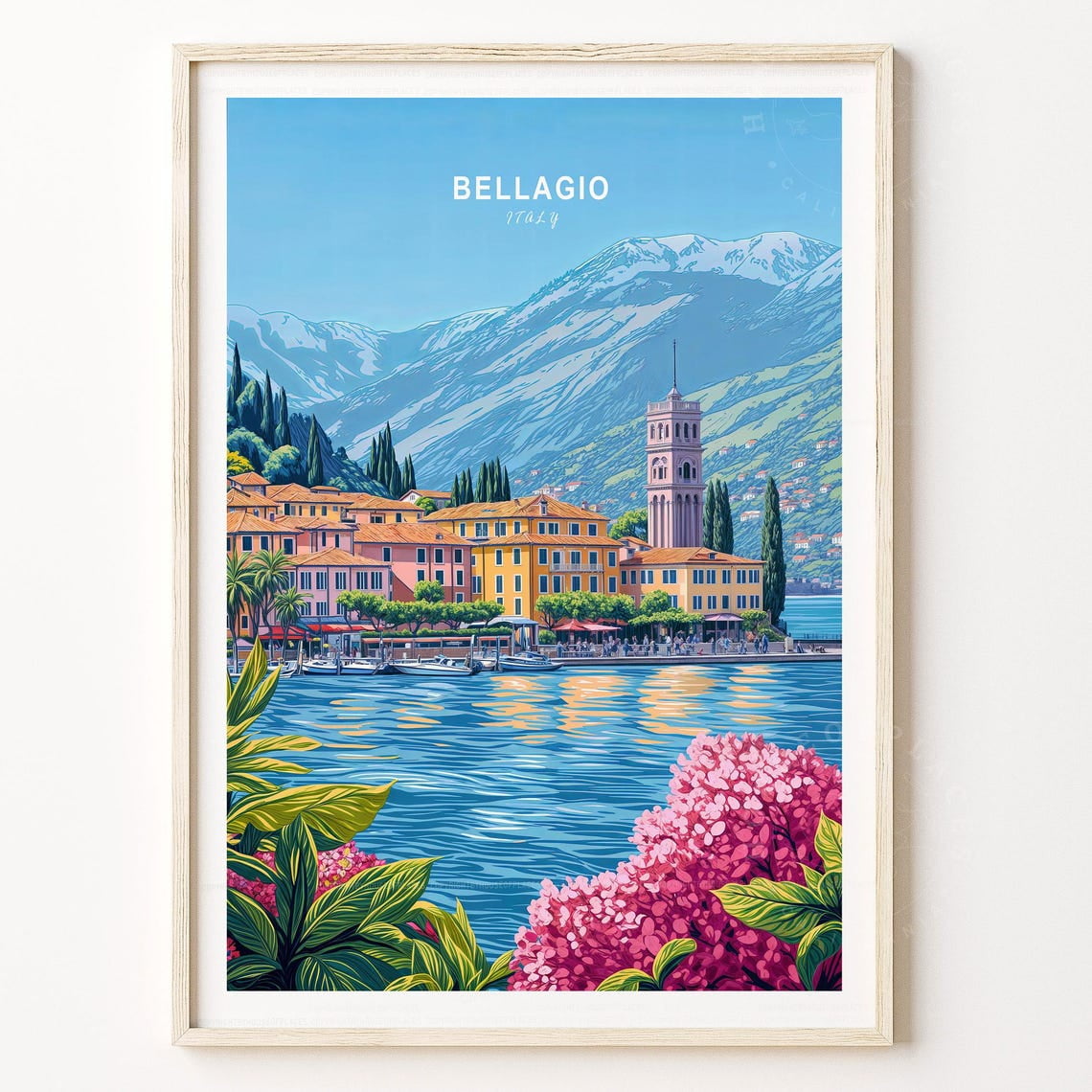 Bellagio Italy Travel Poster, Italy Wall Art Print, Bellagio Travel ...
