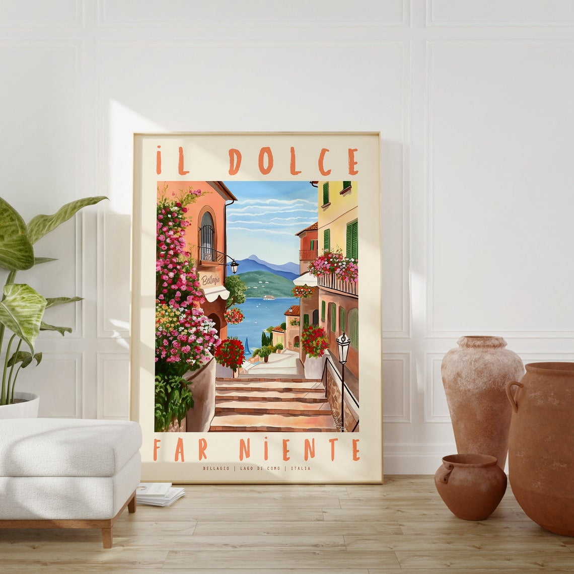 Bellagio Italy Travel Poster: Lake Como Art Poster, Unframed Canvas ...