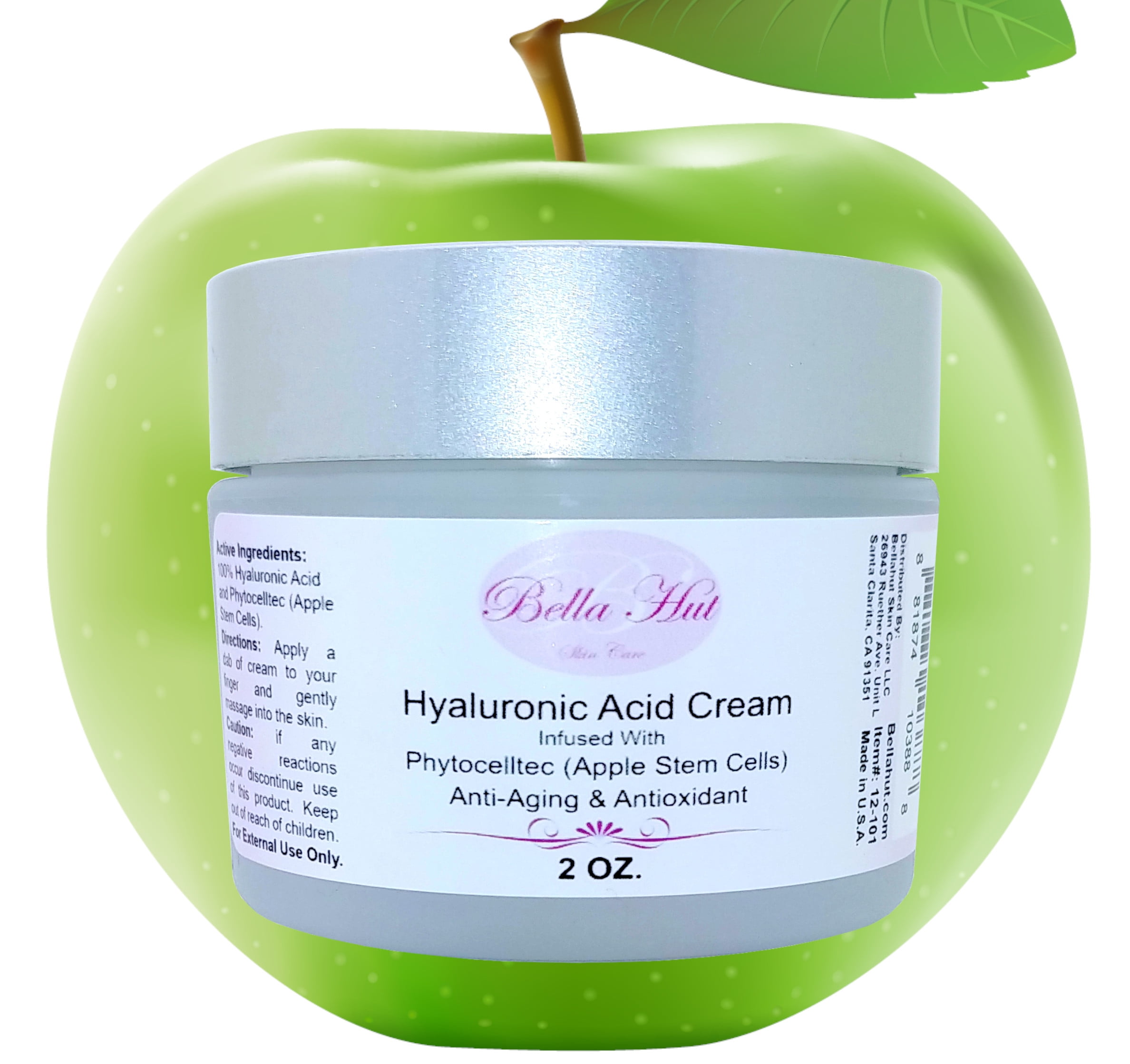 Bellahut Hyaluronic Acid Cream, 2 OZ, with Phytocelltec (Apple Stem ...