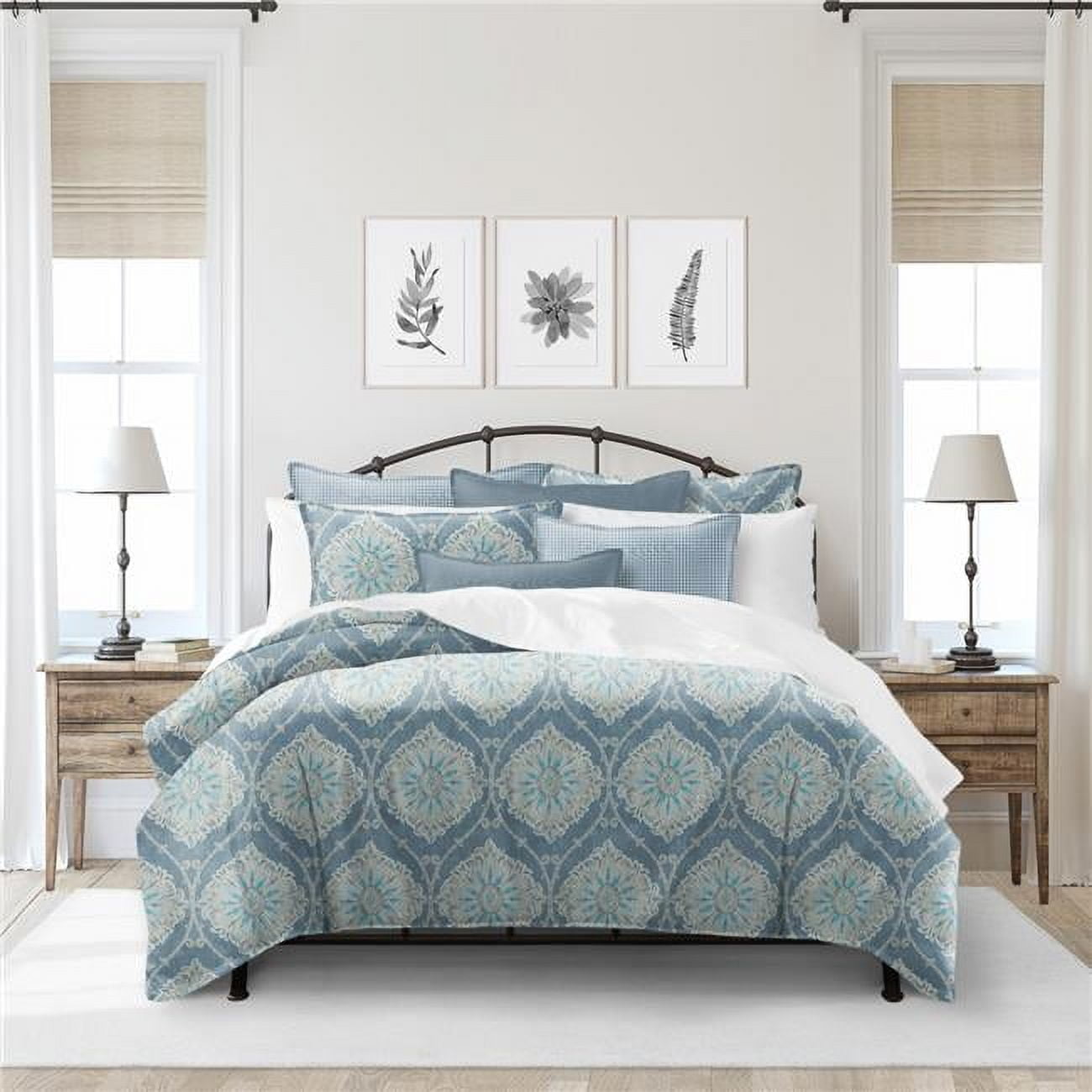 Bellamy Blue Queen Comforter & 2 Pillow Shams Set - 3 Piece - Walmart.com