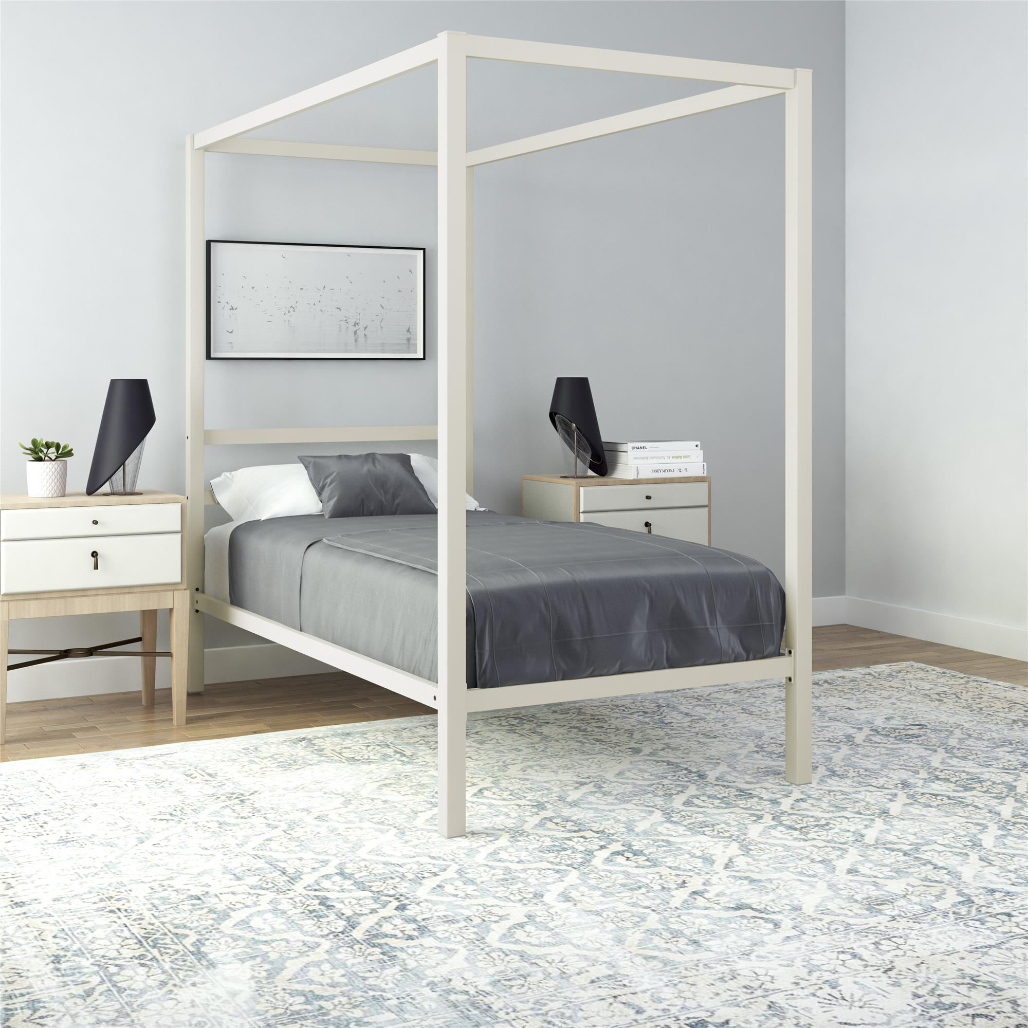 Bellamy Studios Modern Metal Canopy Poster Bed, Twin, White - Walmart.com