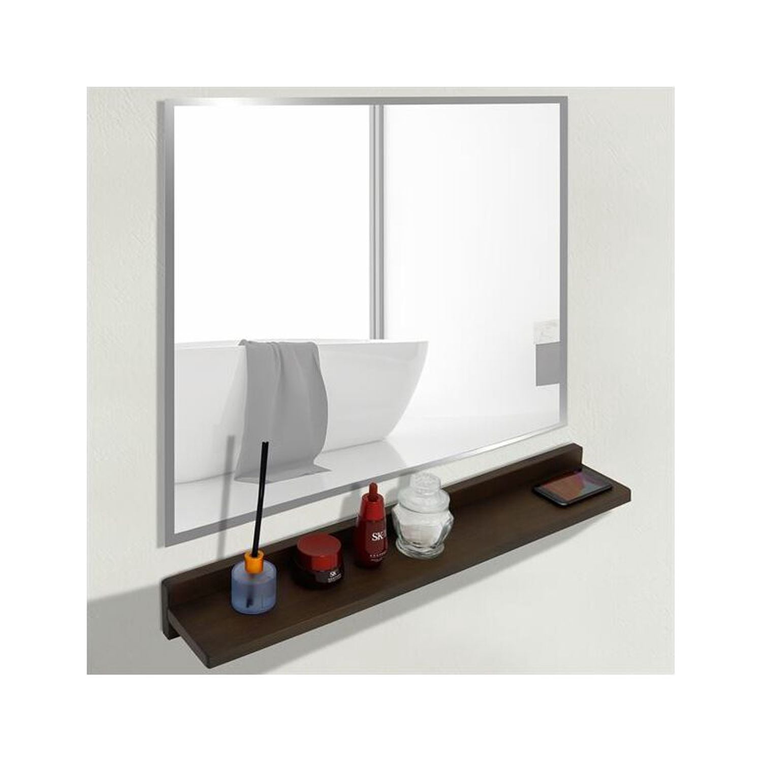Bellaterra-Home 30" Wireless Charging Shelf and Frameless Mirror Set ...