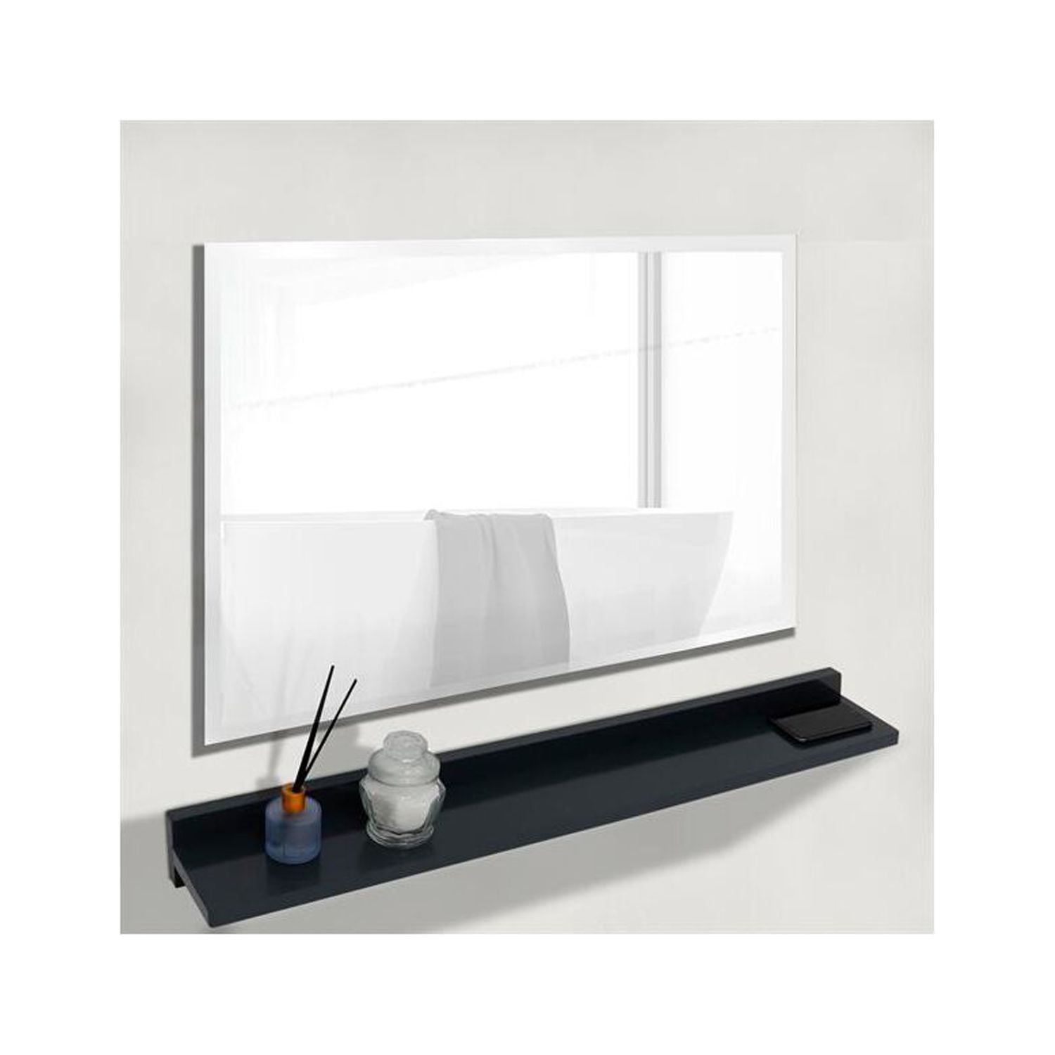 Bellaterra-Home 30" Wireless Charging Shelf and Frameless Mirror Set ...