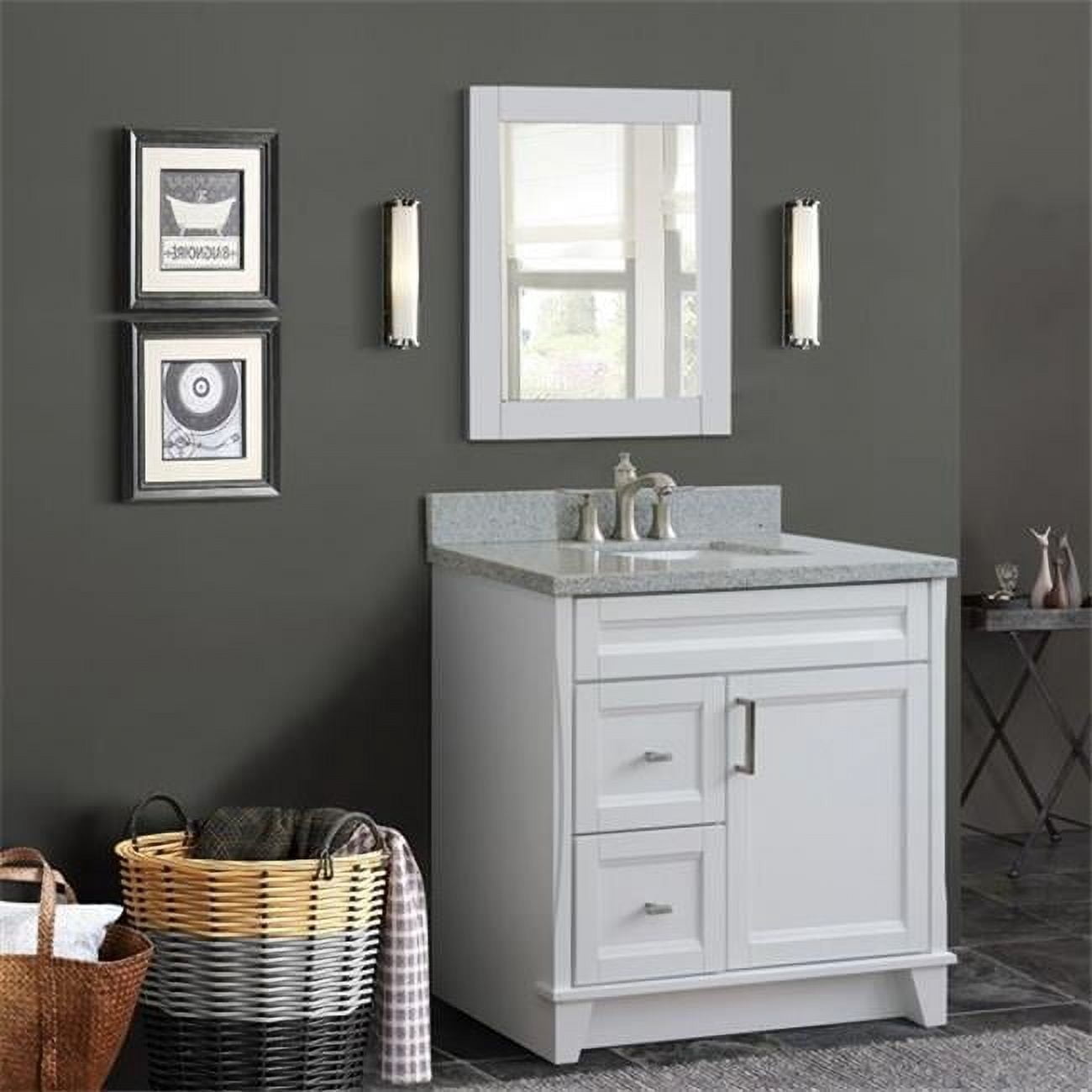Bellaterra Home 400700-37R-WH-GYRC 37 in. Single Sink Vanity with ...