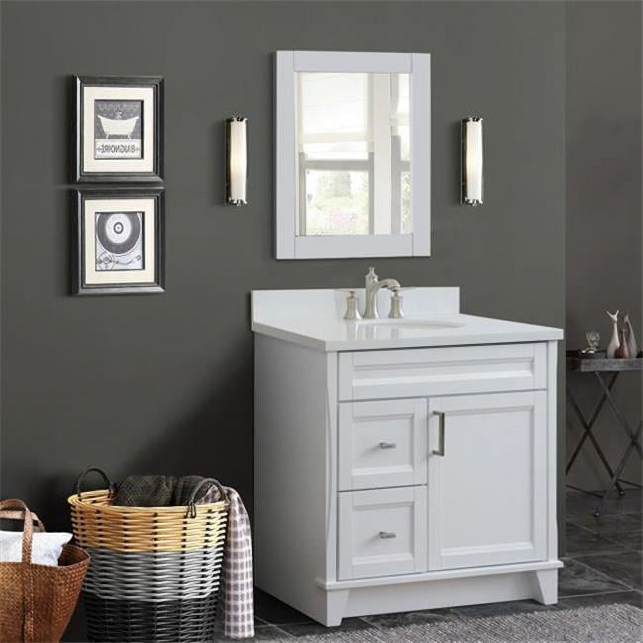 Bellaterra Home 400700-37R-WH-WEOC 37 in. Single Sink Vanity with ...