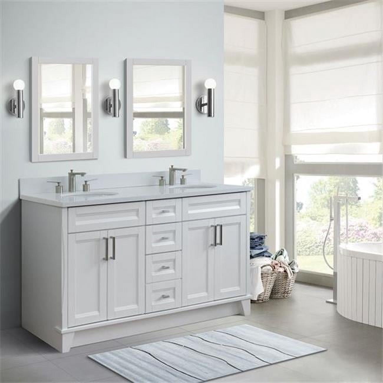 Bellaterra Home 400700-61D-WH-WEO 61 in. Double Oval Sink Vanity with ...