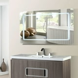 Bellaterra Home 48 in. Rectangular LED Bordered Illuminated Mirror with ...