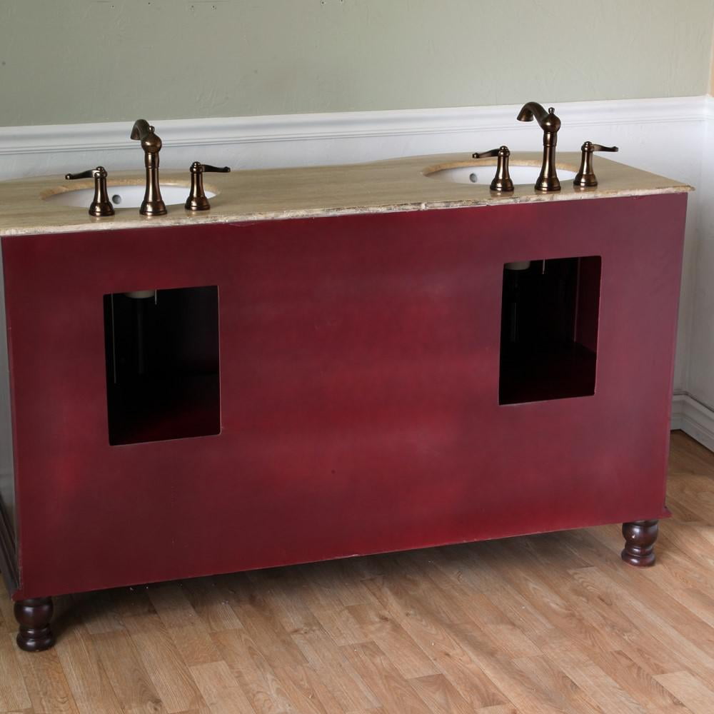 Bellaterra Home 62 in Double sink vanity-wood-walnut-travertine ...