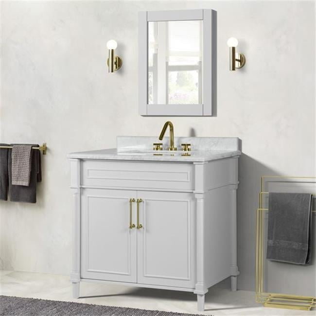 Bellaterra Home 800632-36GD-WH 36 in. Single Vanity with Carrara Marble ...