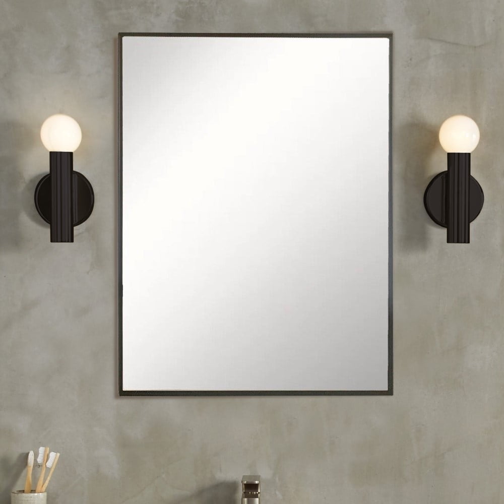 Bellaterra Home 8833-24BL Rectangular Metal Frame Mirror In Matte Black ...