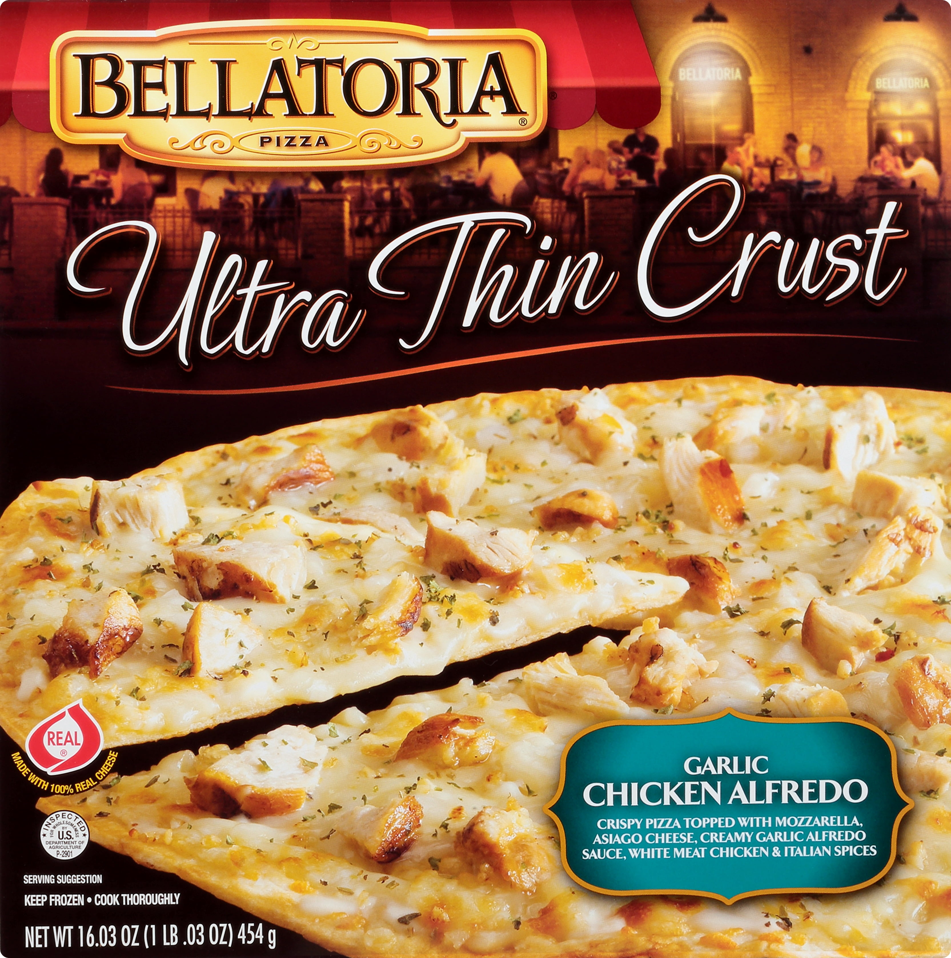 Bellatoria Ultra Thin Crust, Chicken Alfredo Sauce, Frozen Pizza 16.03 ...