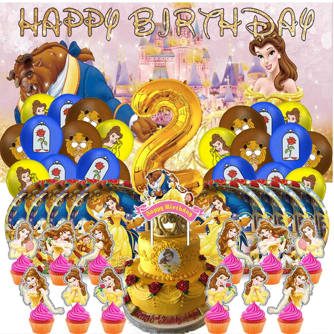 Belle Beauty and Beast Balloons Party Supplies 2nd Decor Tableware ...