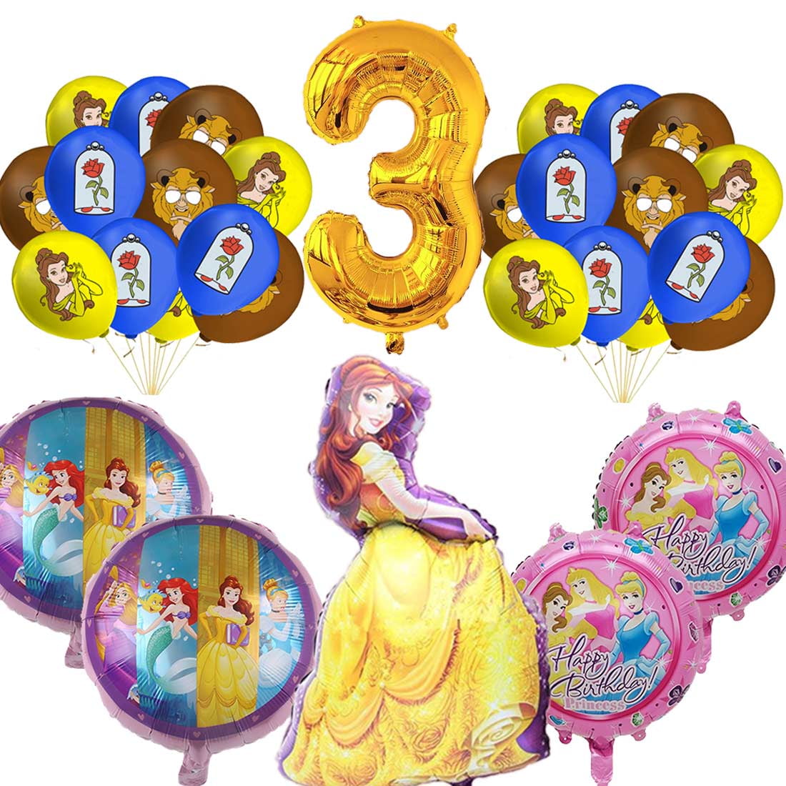 Belle Beauty and Beast Balloons Party Supplies 3rd Big Number ...