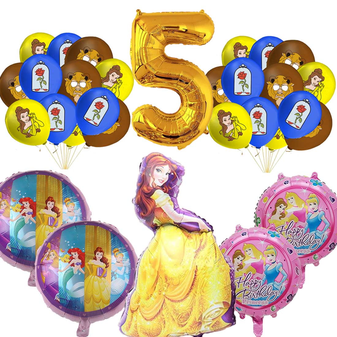 Belle Beauty and Beast Balloons Party Supplies 5th Big Number ...