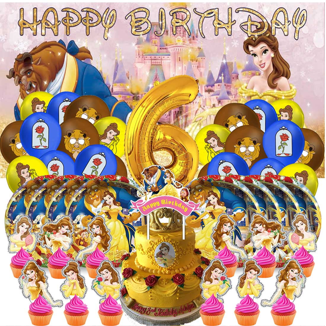 Belle Beauty and Beast Balloons Party Supplies 6th Decor Tableware ...