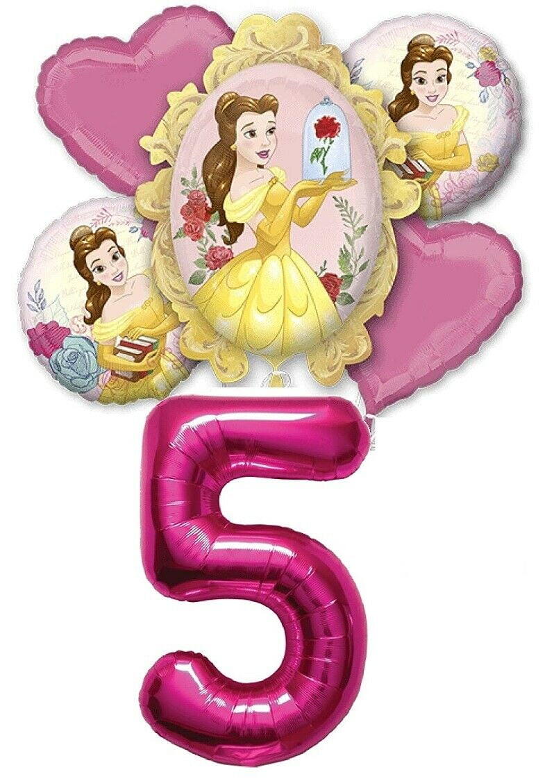 Belle Beauty and the Beast 5th Birthday Balloons Party Decorations ...