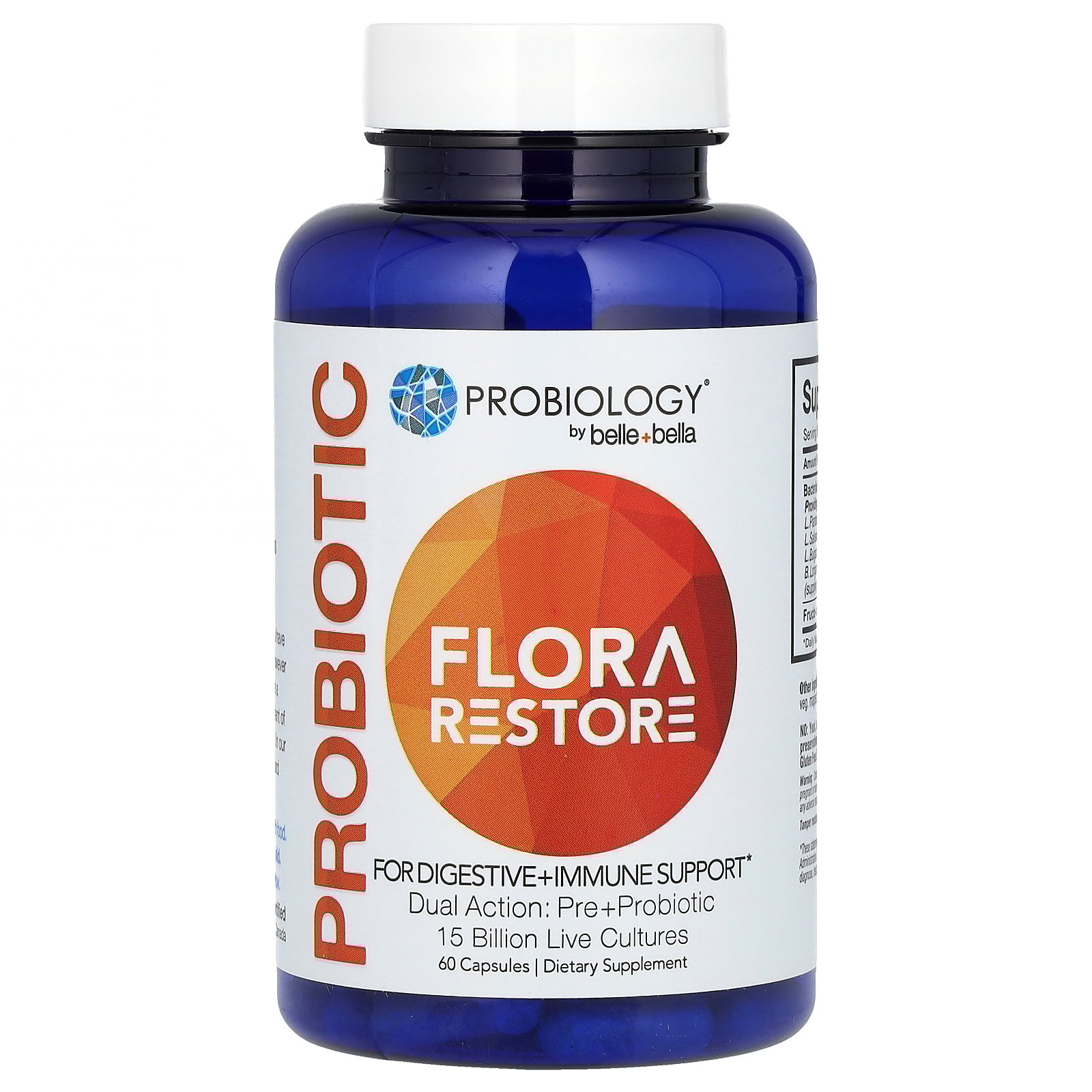 Belle+Bella Probiotic Flora Restore 60ct for Gut Wellness & Health ...