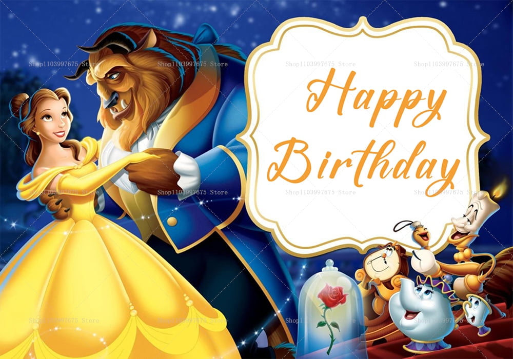 Belle Birthday Banner - 5x3ft Belle Birthday Party Banner, Belle Theme ...