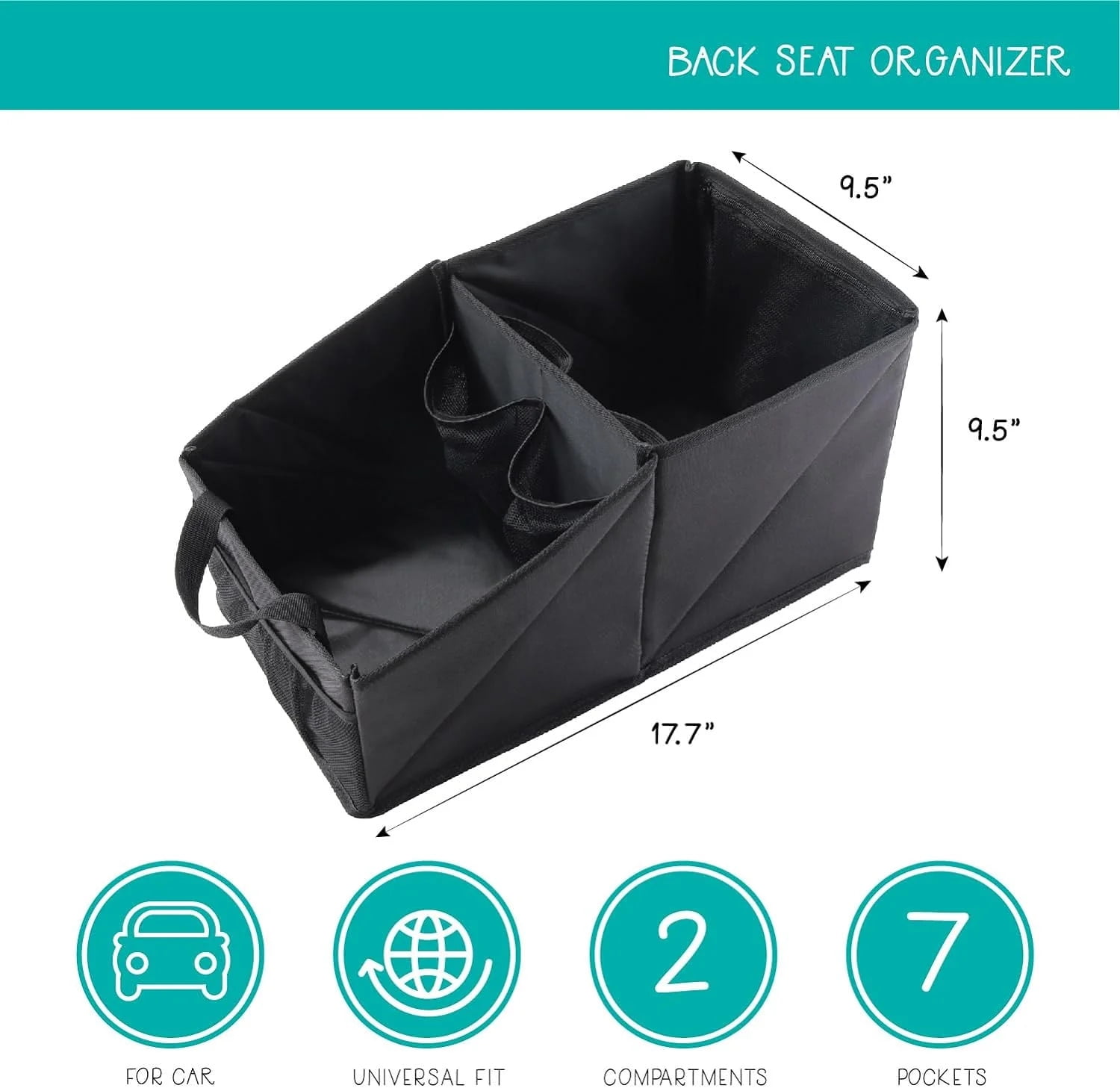 Belle Car Seat Organizer – Passenger Seat Organizer, Collapsible Small ...