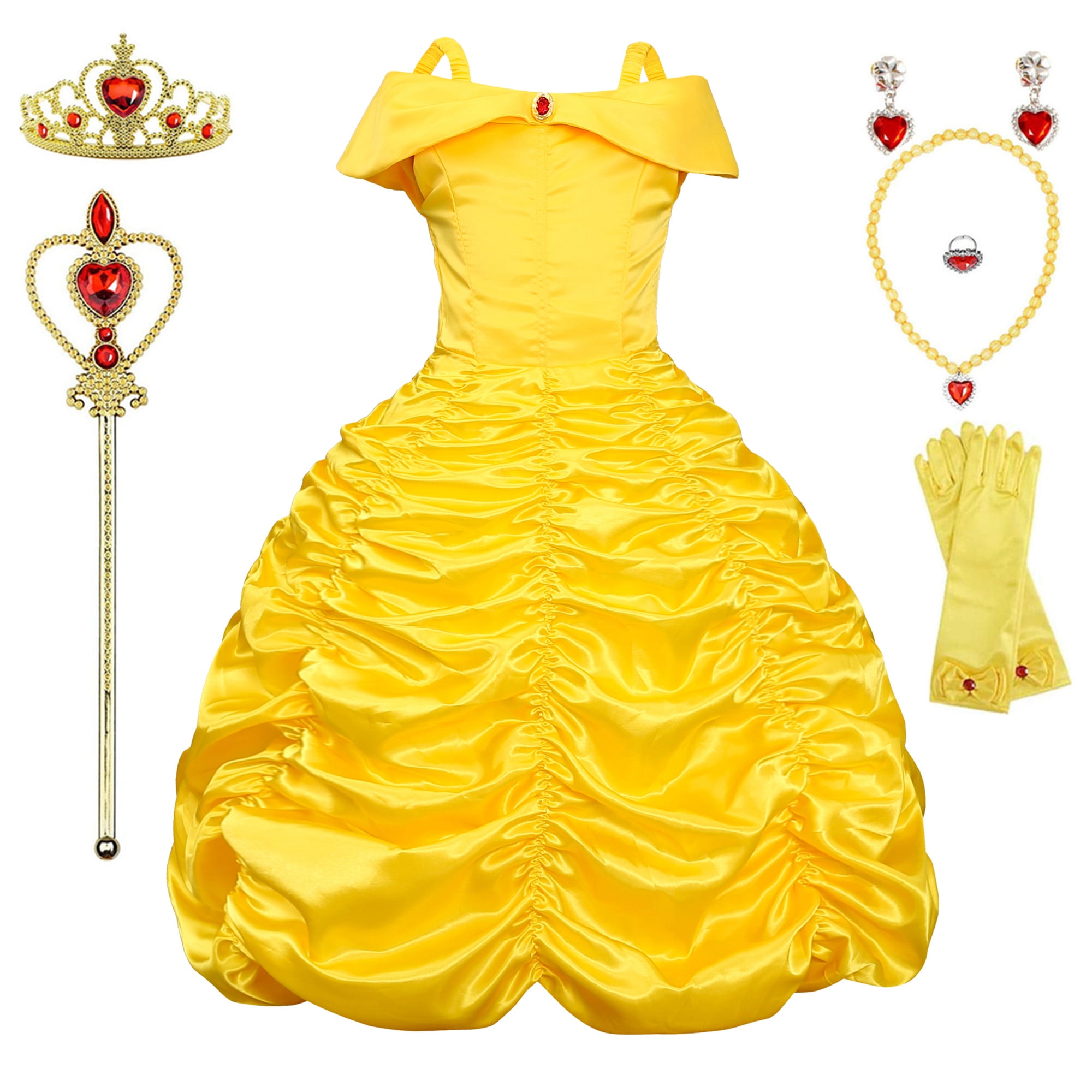 Belle Costumes for Girls Kids Princess Belle Dress Up Birthday ...
