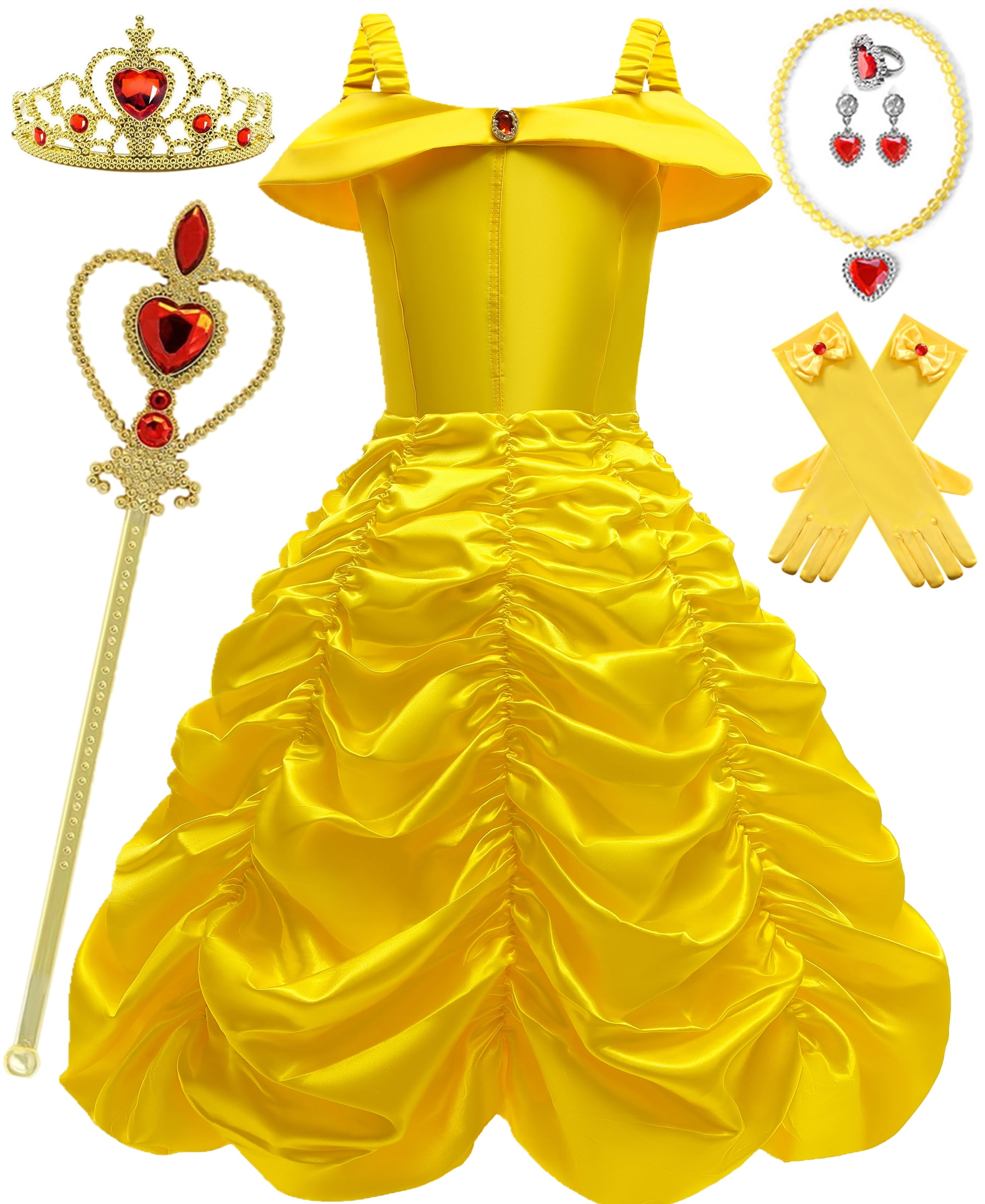 Princess Belle Dress Set for Girls with Accessories, 5-6 Years (130CM ...