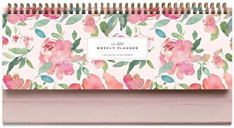 Belle Fleur Non-Dated Spiral Weekly Desk Calendar Planner, 60 Week ...