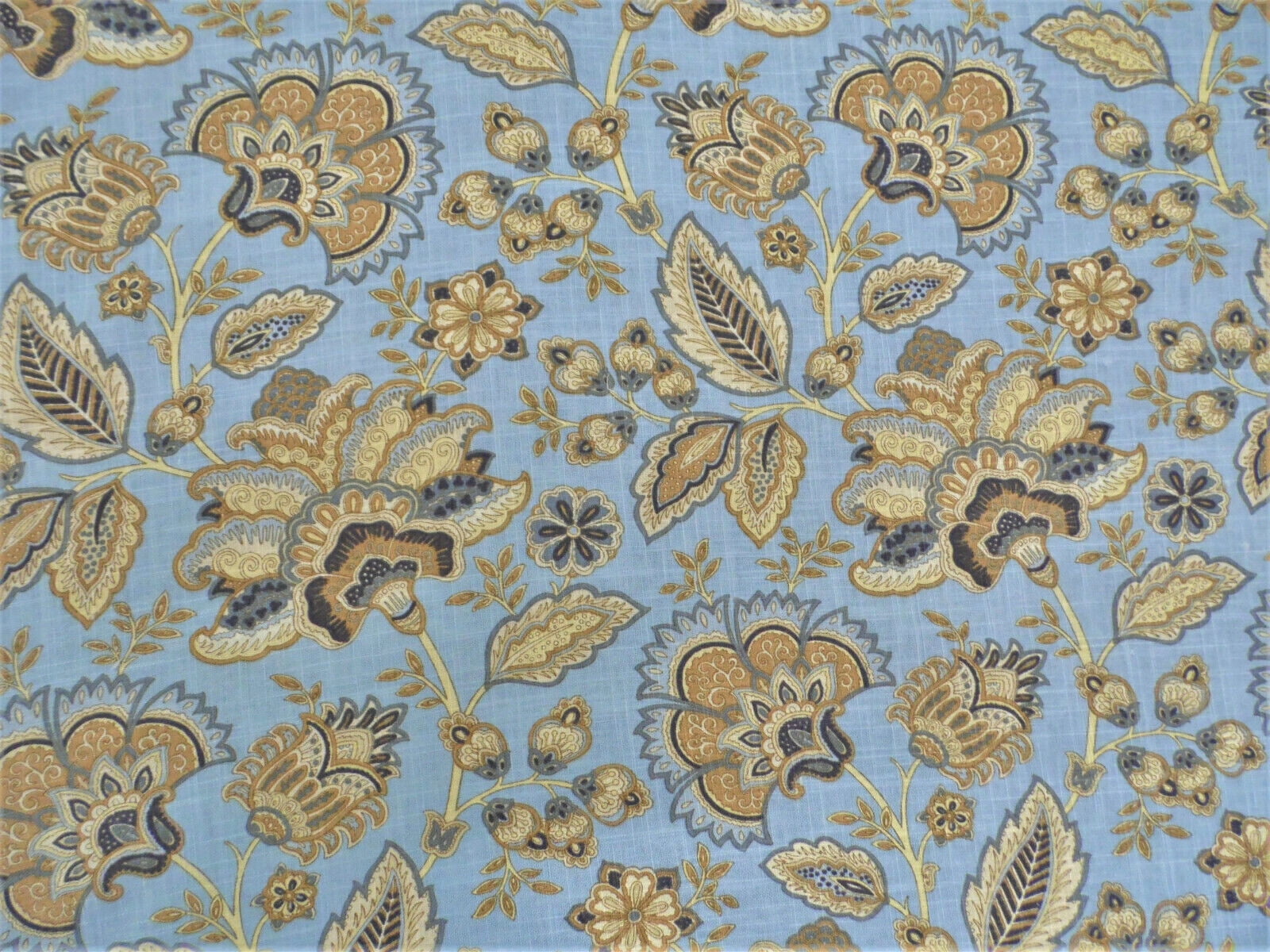 Belle Maison Monique Linen Upholstery Drapery Fabric Powder Blue Floral ...
