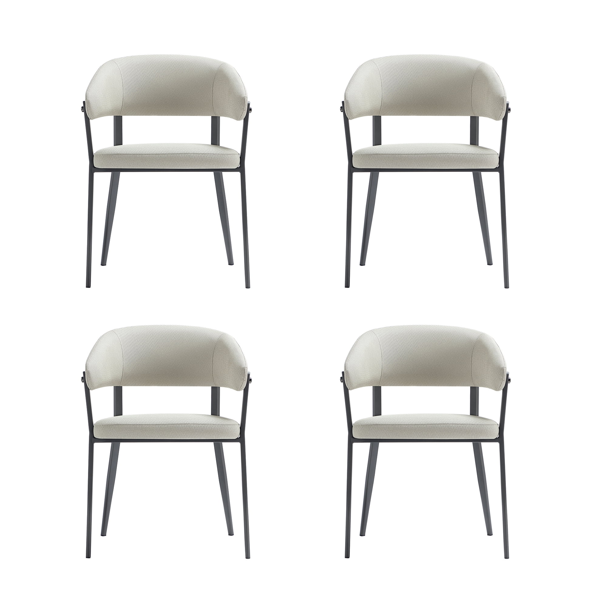 Belle Oatmeal Textured Leatherette Dining Chair with Metal Legs - Set ...