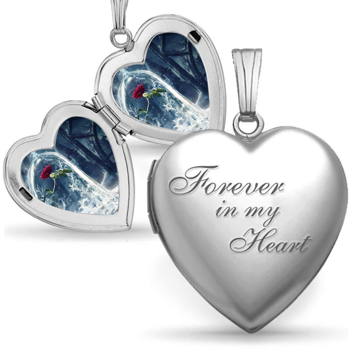 Belle Personalized Heart Locket Necklace - Engraved Picture Locket ...