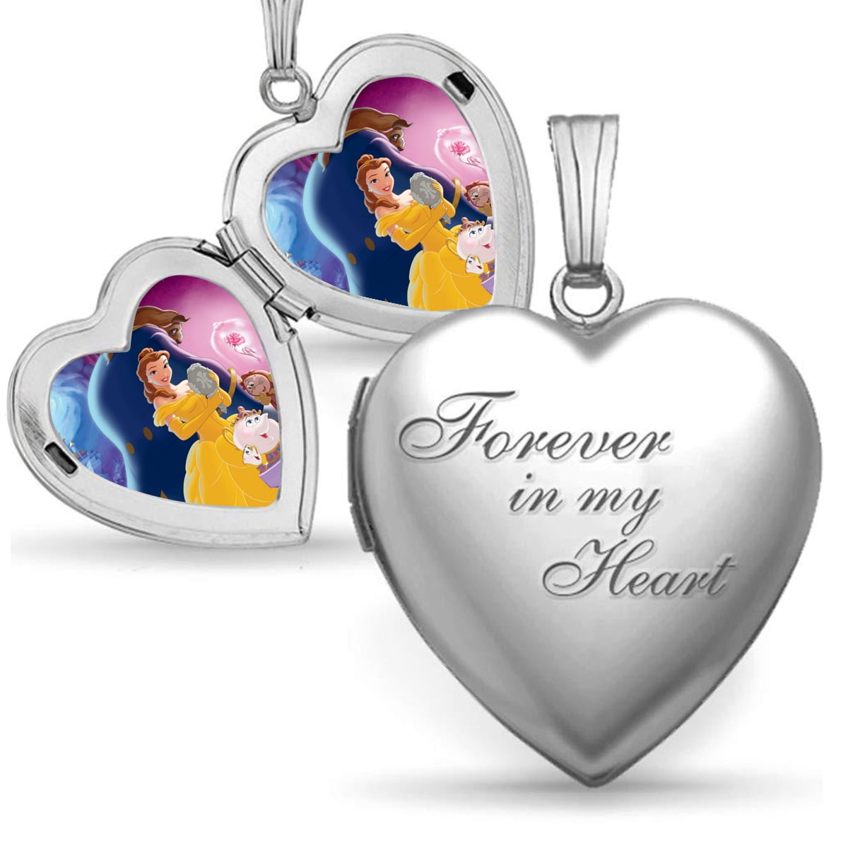 Belle Personalized Heart Locket Necklace - Engraved Picture Locket ...