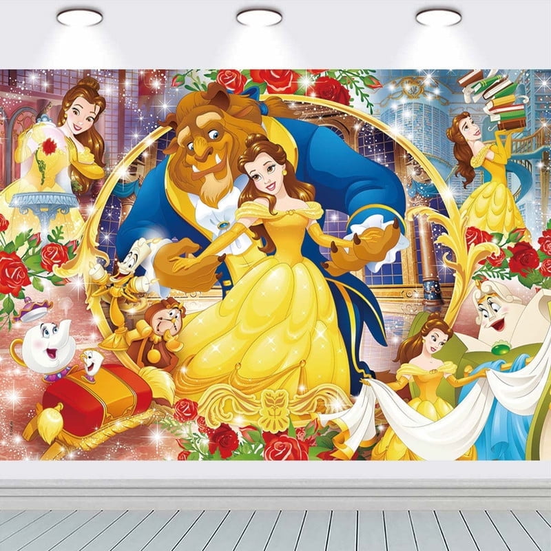 Belle Princess Backdrop Banner Party Supplies Taspestry Wall Decor Post ...