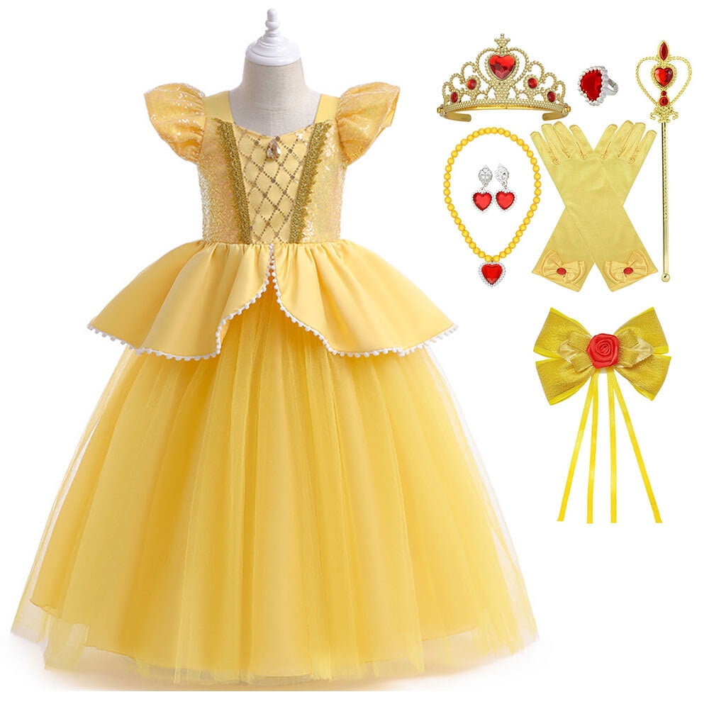 Belle Princess Dress w/Accessories for Girls Halloween Fancy-Dress ...
