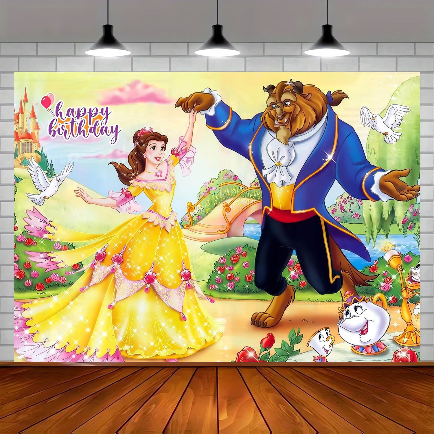 Belle Theme Party Supplies Backdrop Belle Birthday Party Decorations ...