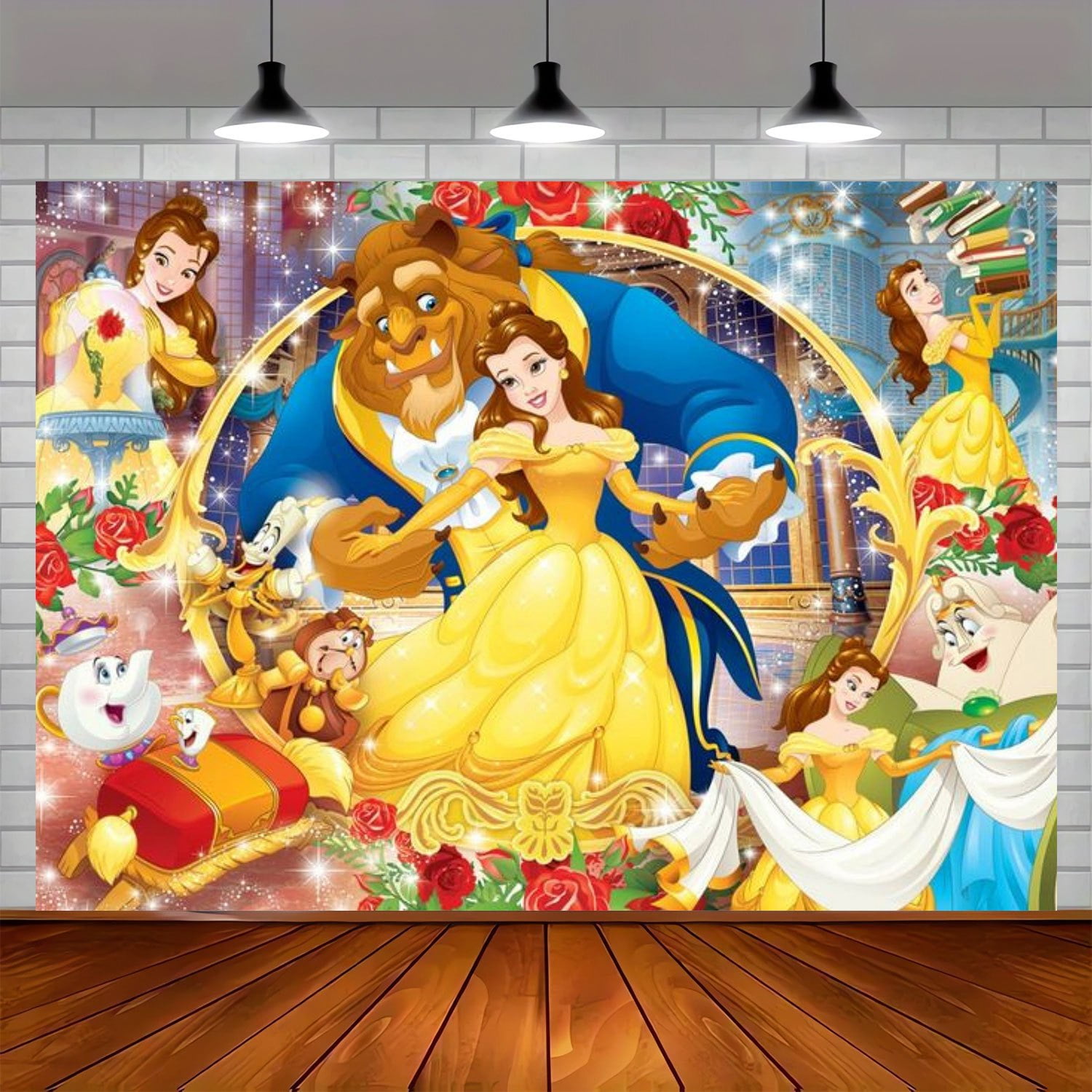 Belle Theme Party Supplies Backdrop Belle Birthday Party Decorations ...
