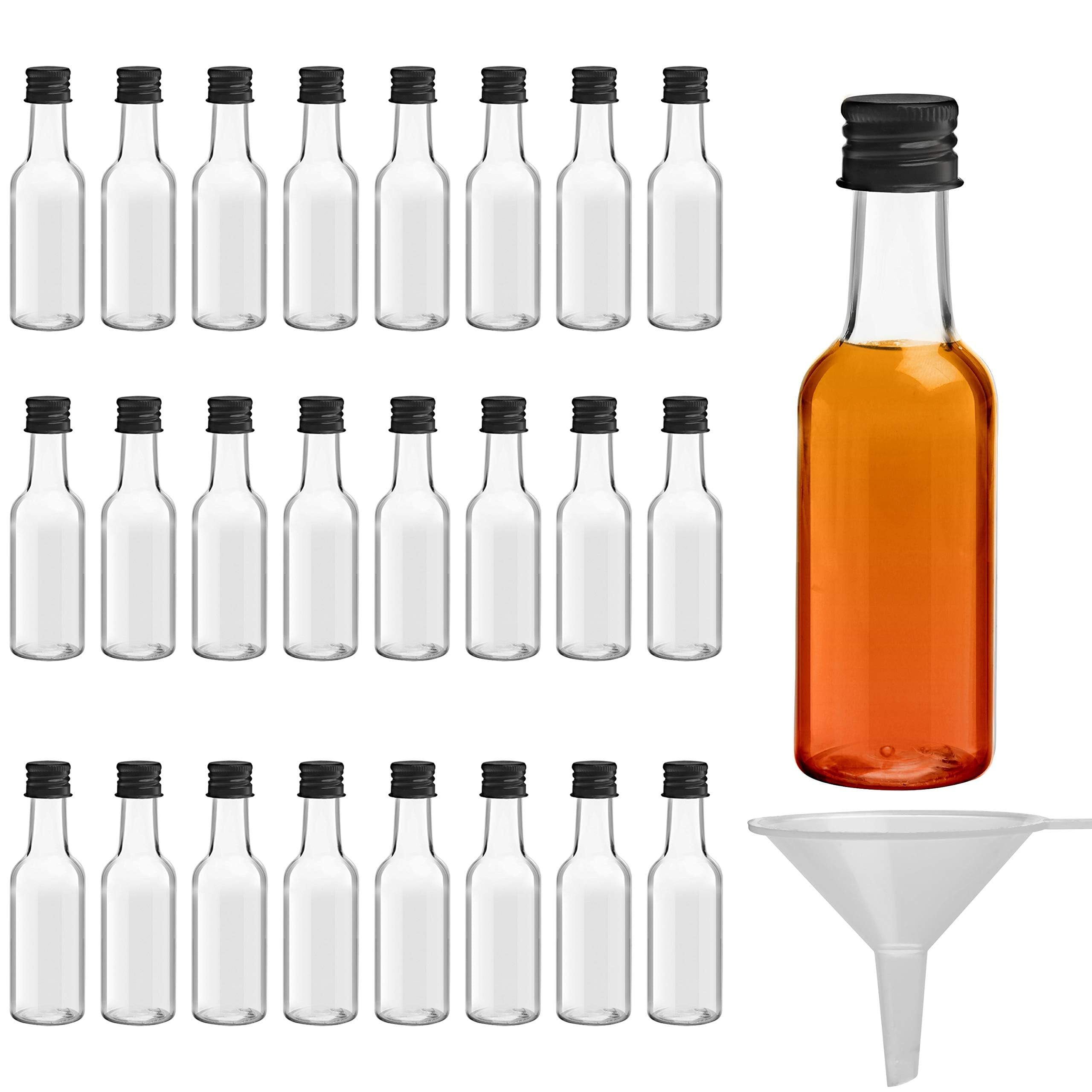 Belle Vous Mini Plastic Bottles with Lids (24 Pack) - Empty 50ml Shot ...