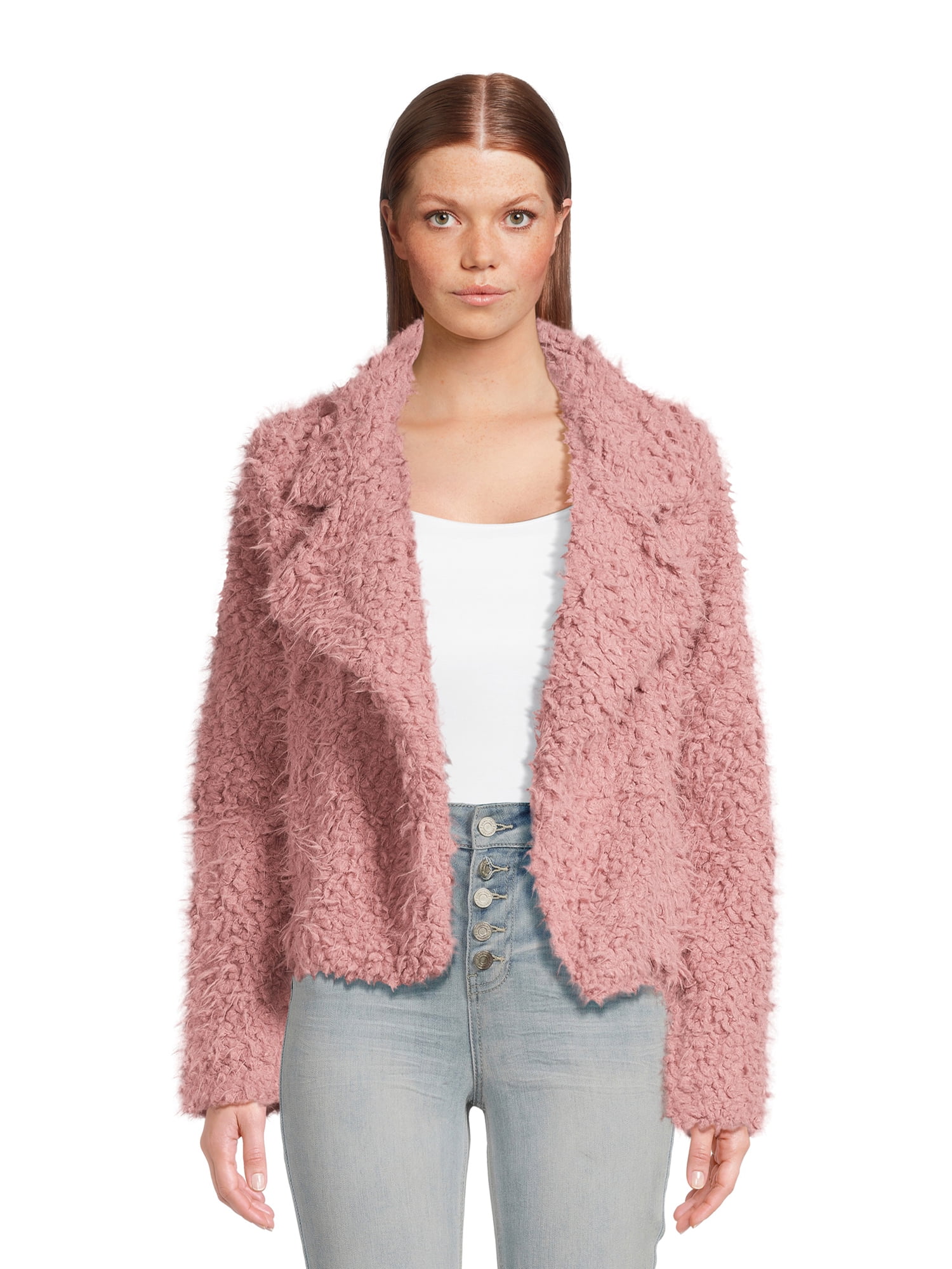 Belle du Jour Juniors Faux Fur Open Front Jacket XS-XL Shaggy Timeless ...