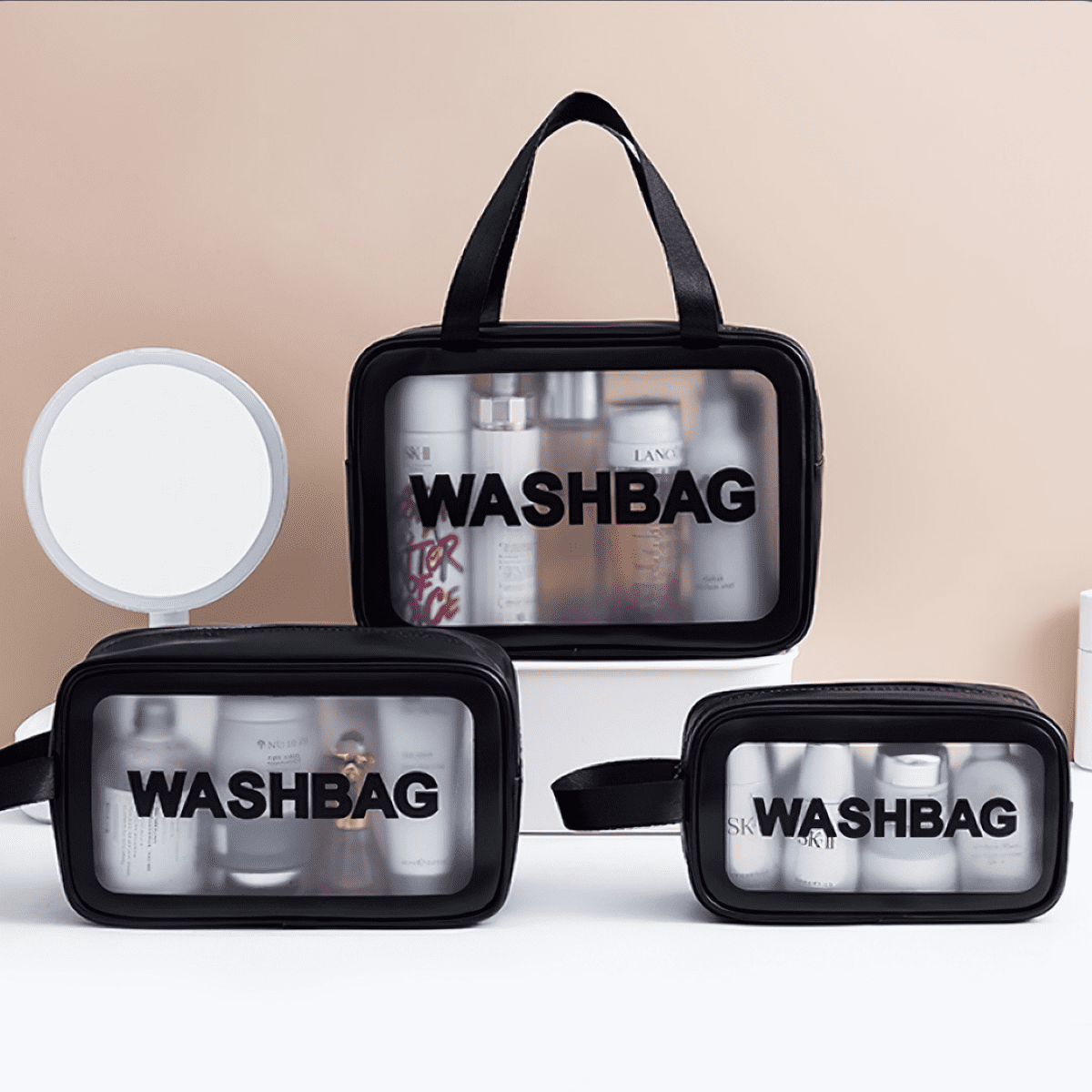 BelleForn 3Pcs Transparent Frosted Toiletry Bag Set, Waterproof PVC ...