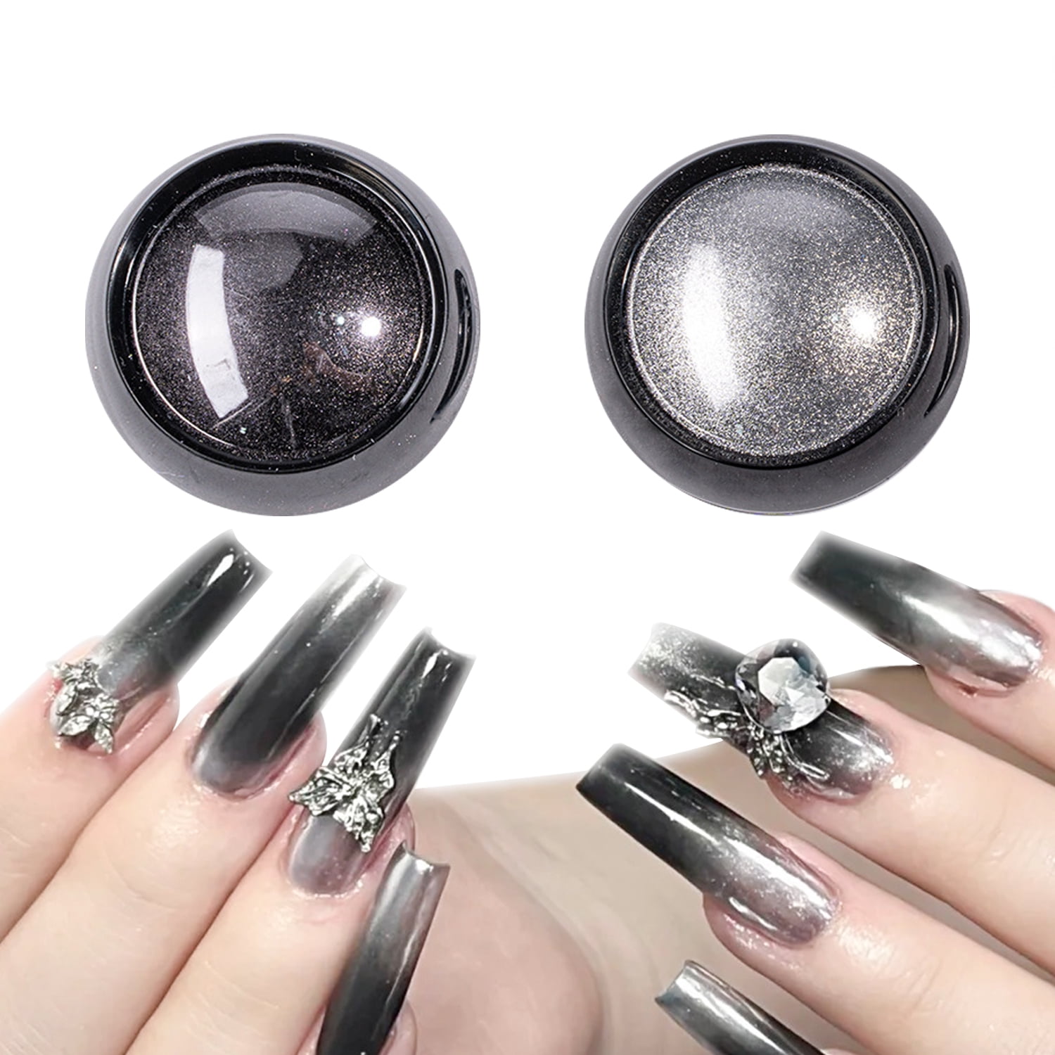 Bellecrey 2 Jars Chrome Nail Powder Kit Metalic Mirror Effect Manicures ...