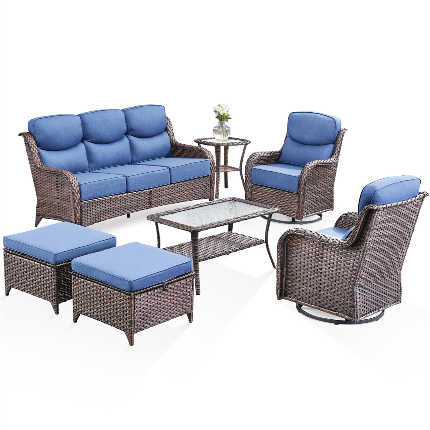 Bellefurn 7 Pieces Luxury Outdoor Patio Furniture Set,Outdoor Swivel ...