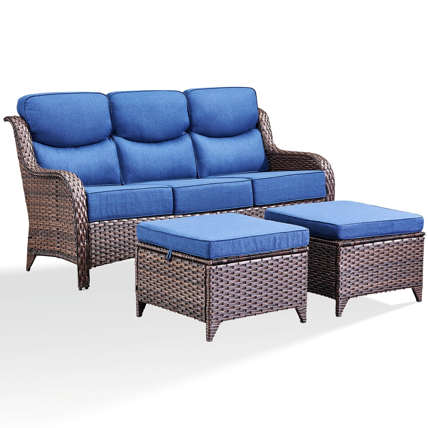 Bellefurn Luxury 73" Outdoor Patio High Back Sofa,Rattan Oversized 3 ...