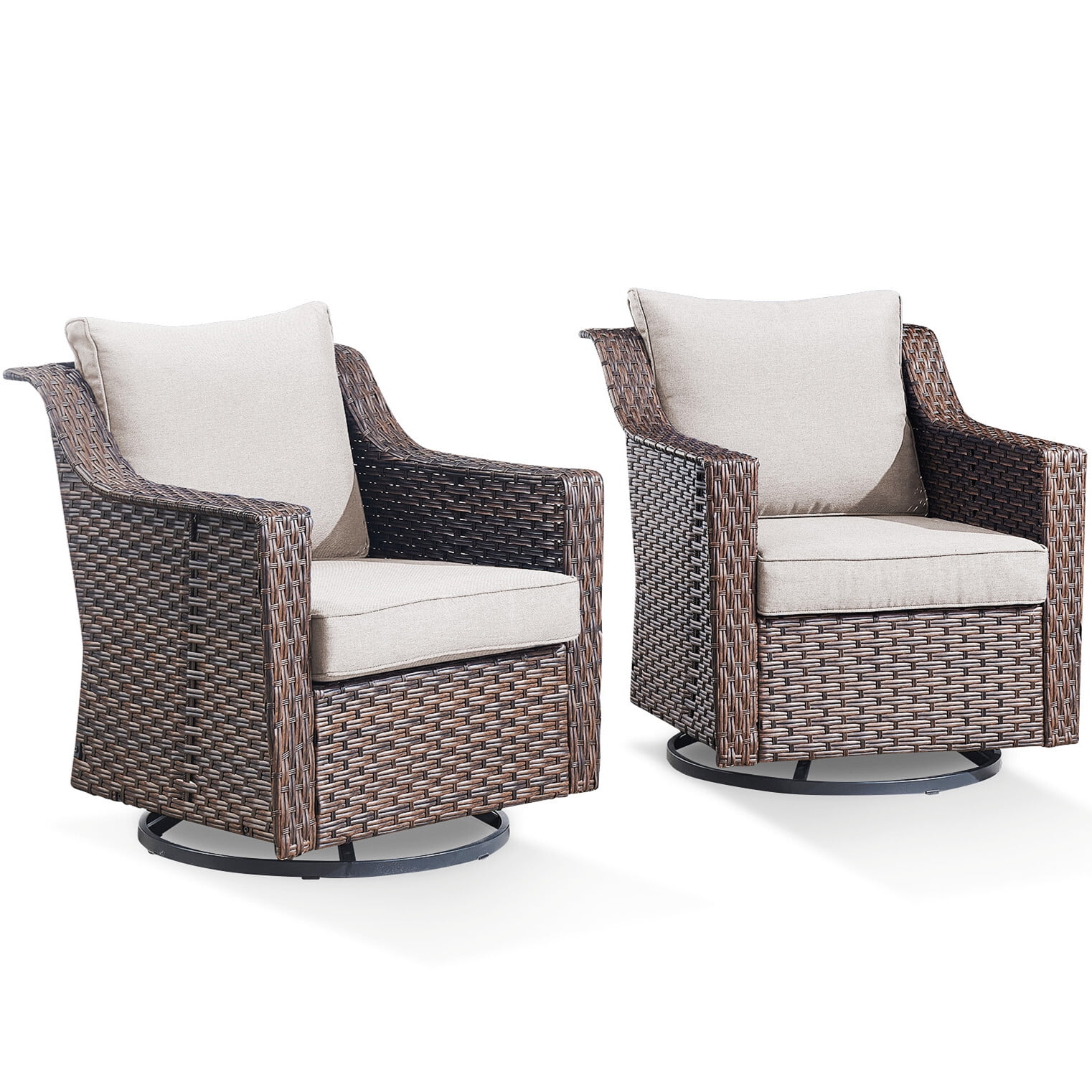 Bellefurn Luxuxry Outdoor Swivel Rocker Patio Chairs,Wicker Outdoor ...