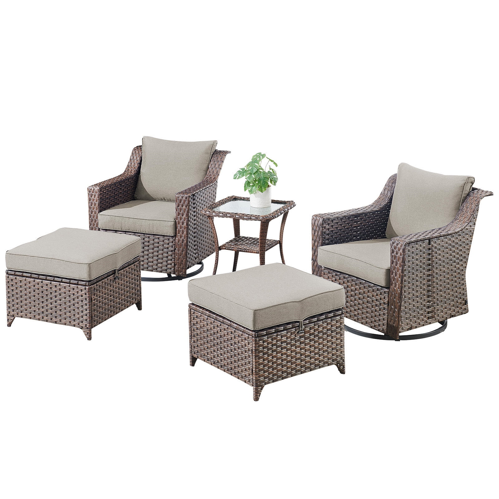 Bellefurn Luxuxry Outdoor Swivel Rocker Patio Chairs,Wicker Outdoor ...
