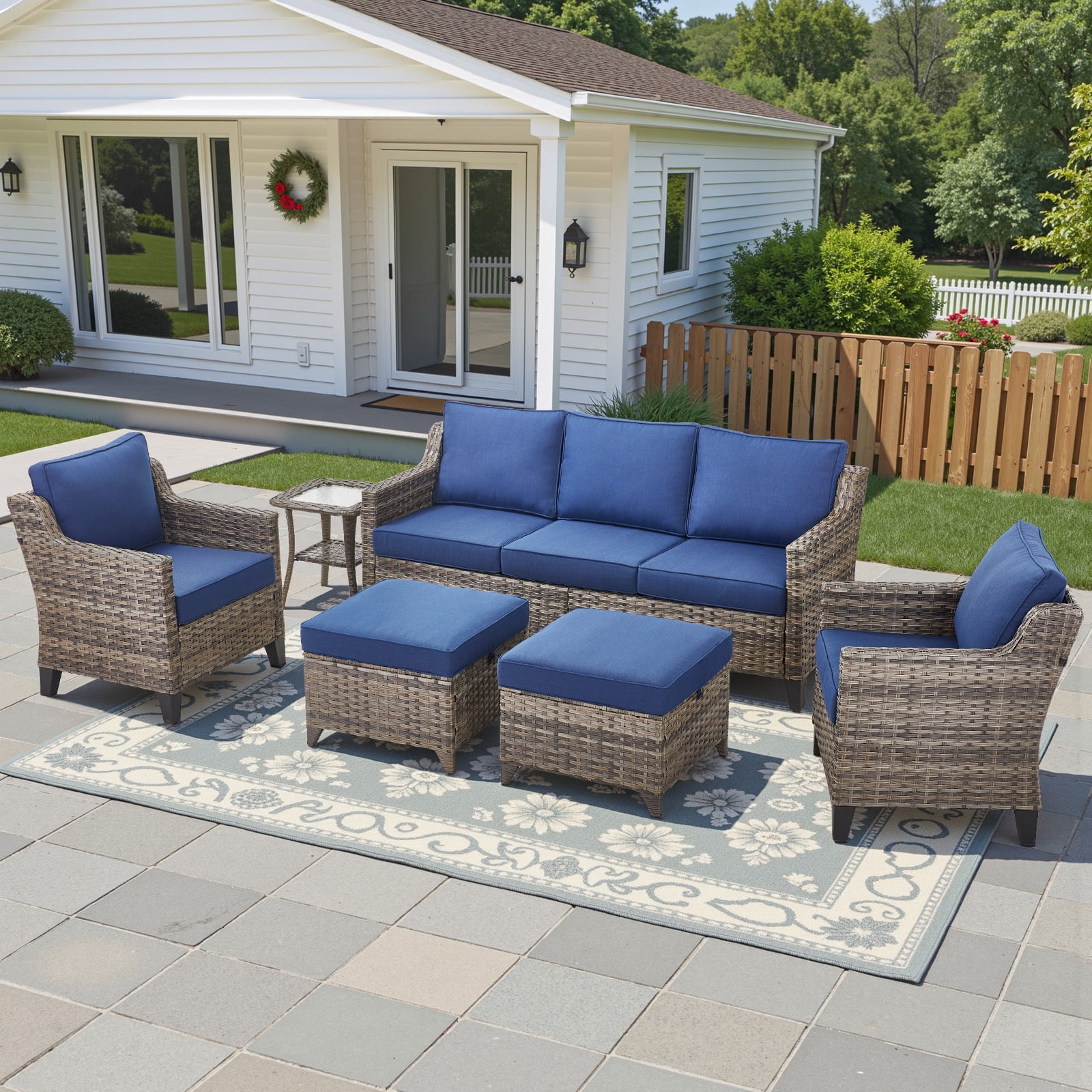 Bellefurn Outdoor Patio Furniture Set,High Back Wicker Patio Chair with ...