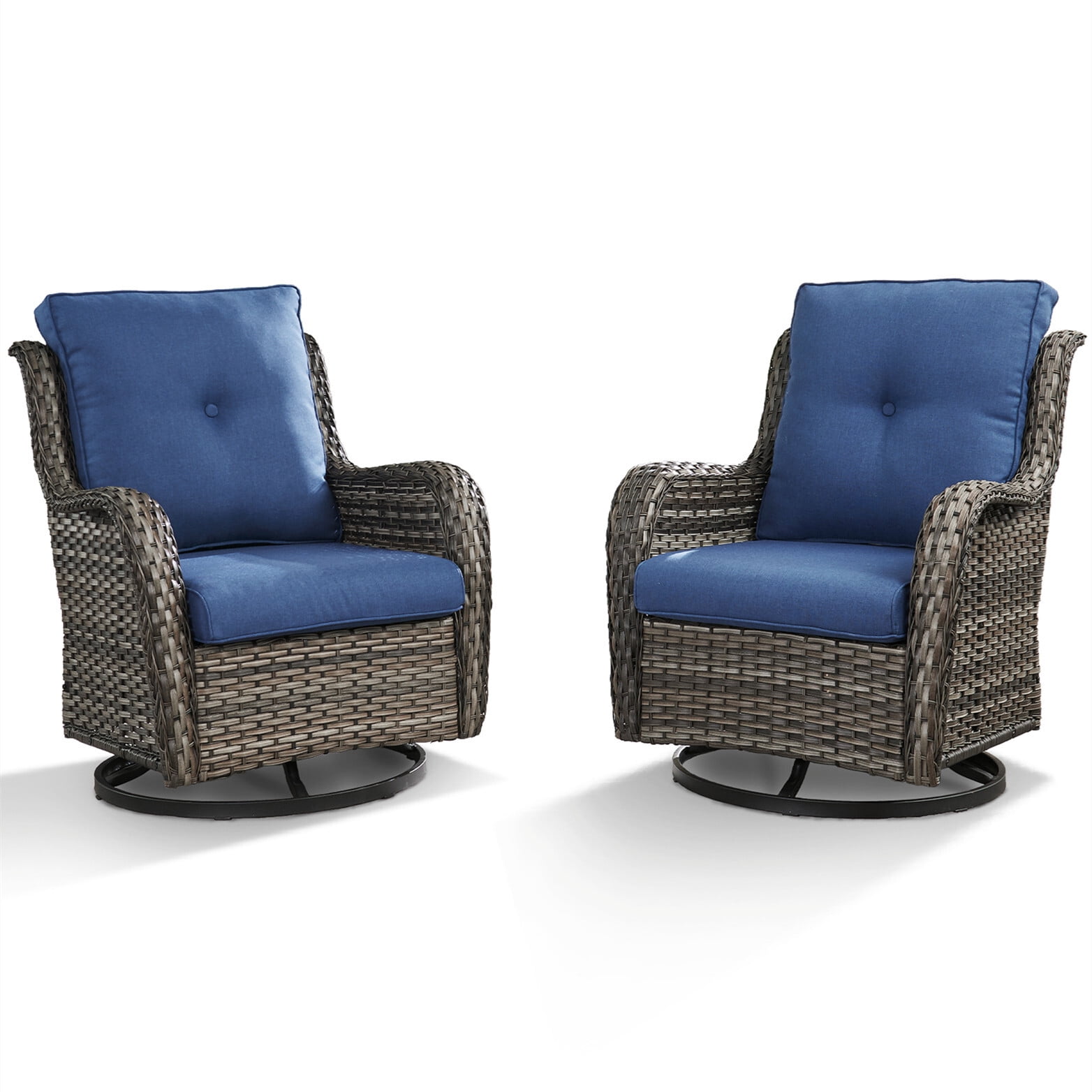 Bellefurn Outdoor Swivel Rocker Chairs Set of 2,Patio Wicker Swivel ...