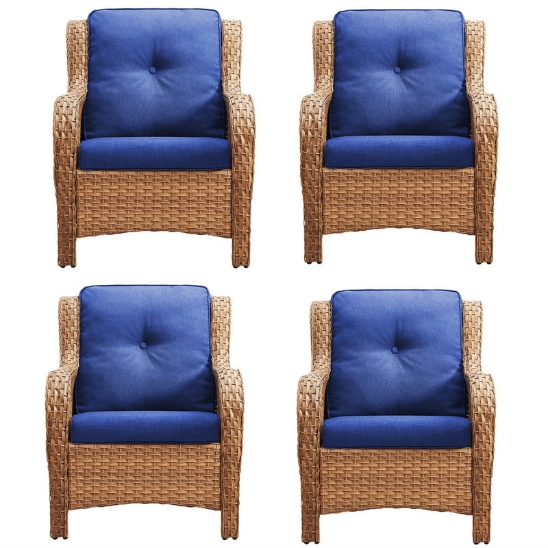 Bellefurn Outdoor Wicker Patio Chairs Patio Wicker Chairs Set of 4 ...
