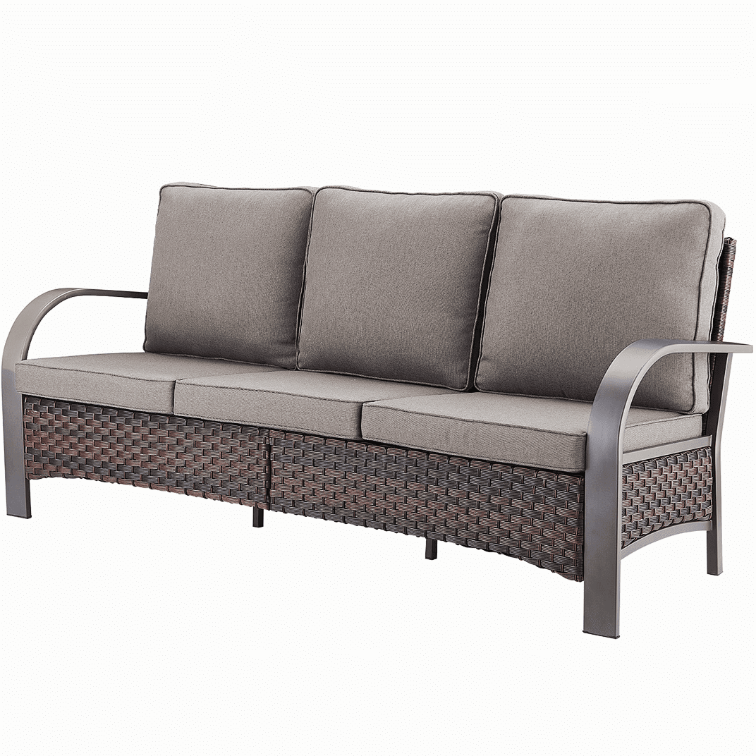 Bellefurn Outdoor Wicker Sofa Patio Couch,3 Seats Patio Sofa Outdoor ...